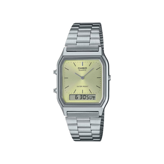 Casio Vintage AQ-230A-9A unisex Analog-Digital Minimalist Lime Dial Sunray effect