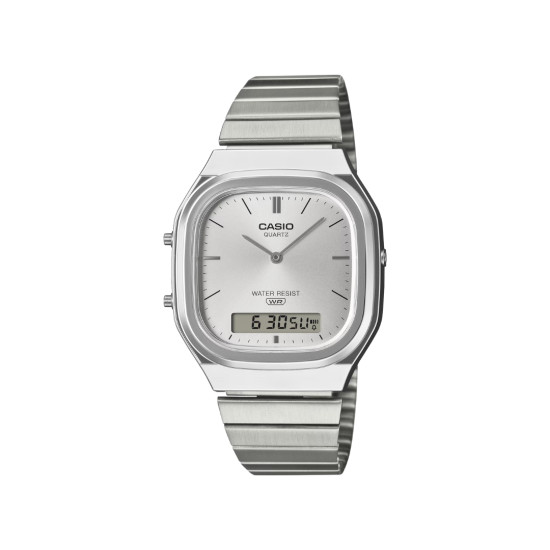 Casio Vintage AQ-240E-7A unisex Edgy Silver Tone Xl Silver Dial Edition