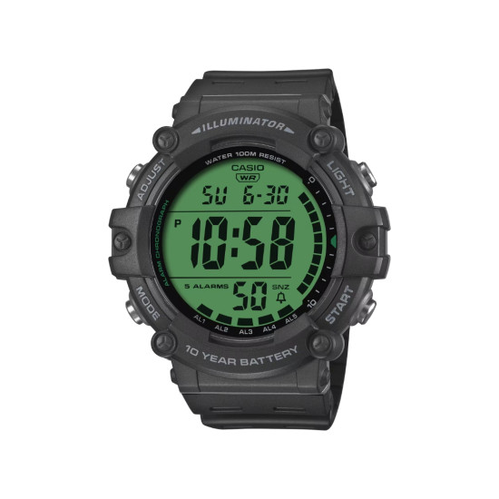 Casio AE-1500WHC-1A muški sat XL Round Digital All Black Green detail 10ATM