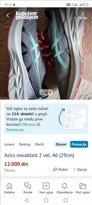Asics novablast 2 vel. 46 (29cm)