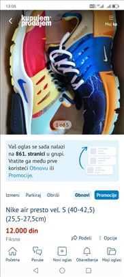 Nike air presto vel. S (40-42,5) (25,5-27,5cm)