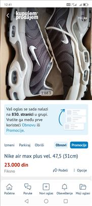 Nike air max plus vel. 47,5 (31cm)