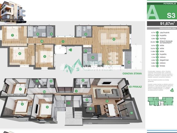 Stan,SREMSKA KAMENICA,TATARSKO BRDO,kv: 92.00, € 291860, ID: 1003730