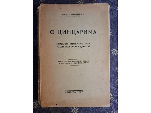 Popović - O cincarima, Beograd, 1937. Posveta!!
