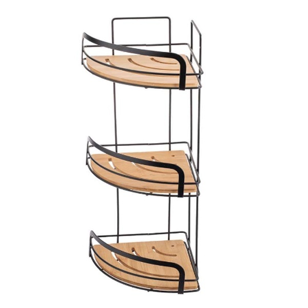 Ugaona polica za kupatilo 3 nivoa crna Estia ES02-12786