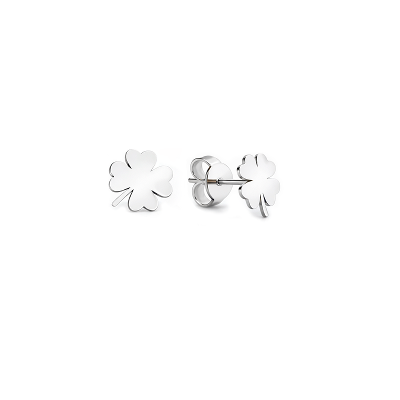 EARRINGS CLOVER IN 14KT WHITE GOLD
