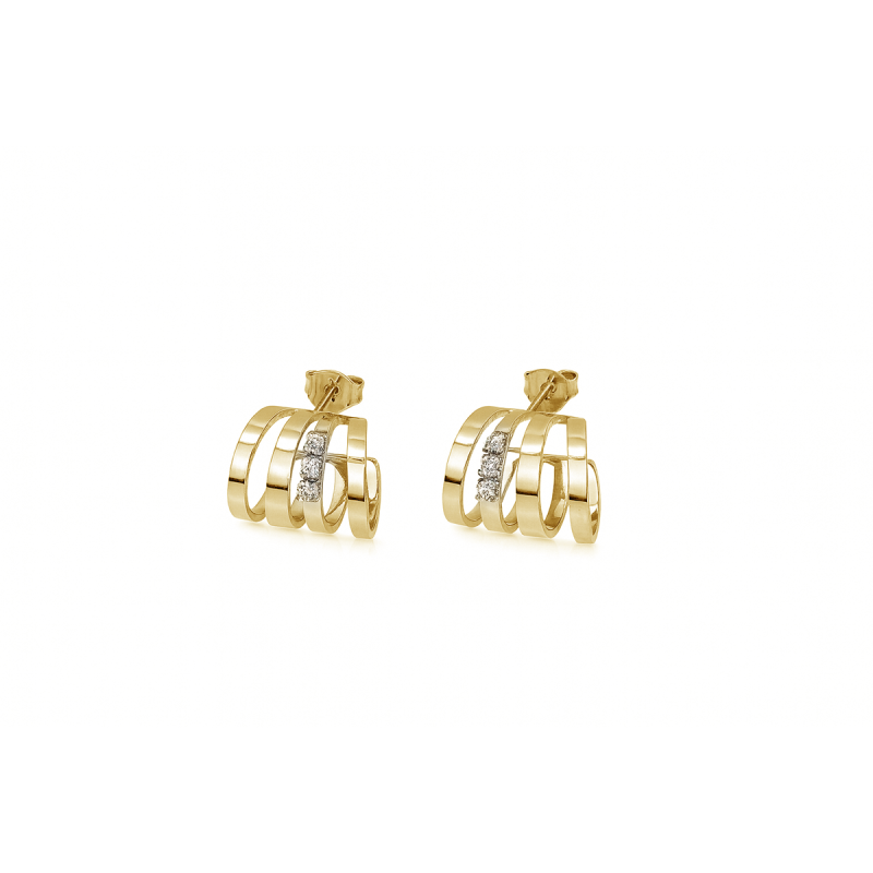 SILVER GOLD PLATED EARRINGS WITH ZIRCONIA