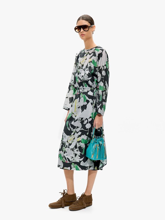 PRINTED FLORAL MIDI DRESS