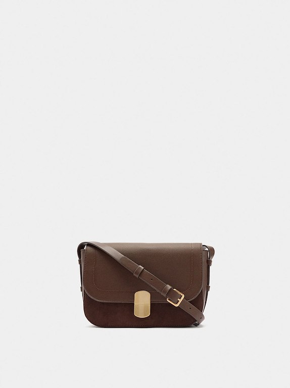 LEATHER-EFFECT CROSSBODY BAG WITH FLAP