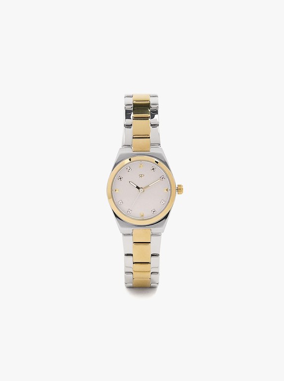 BICOLOR WATCH WITH STAINLESS STEEL BRACELET