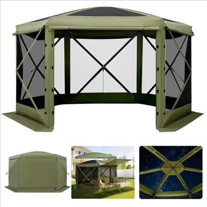 Gazebo Sa Mrezom Paviljon Sestougaoni Sator 3x3m