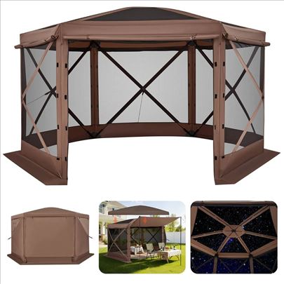 Gazebo Sa Mrezom Paviljon Sestougaoni Sator 3,6m