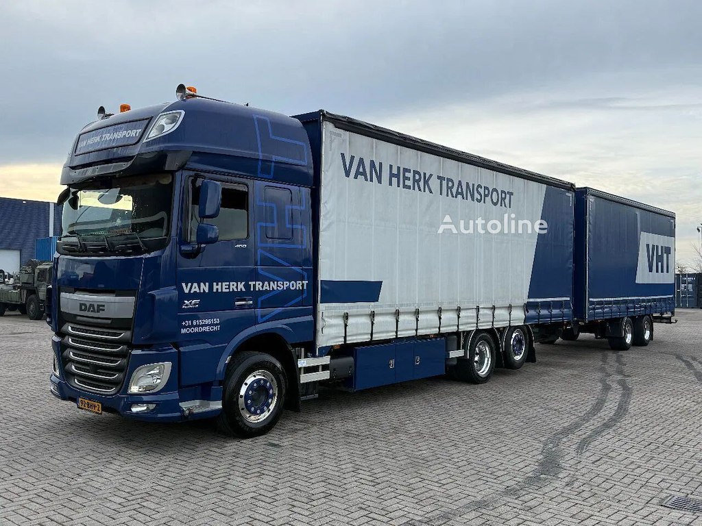 DAF XF460, + Van eck trailer, combination, TOP! kamion sa klizna zavesa cerada + prikolica sa kliznom ceradom