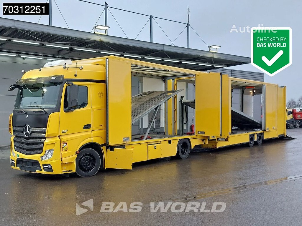 Mercedes-Benz Actros 1842 4X2 Franz Mersch Car transporter combi hydraulic ram autotransporter + prikolica autotransportera