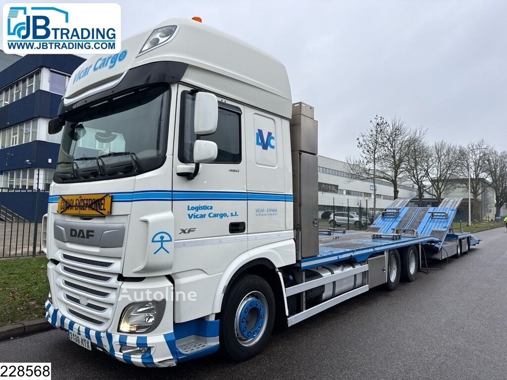 DAF XF 480 6x2, EURO 6, Jumbo, Combi, Retarder autotransporter + prikolica autotransportera