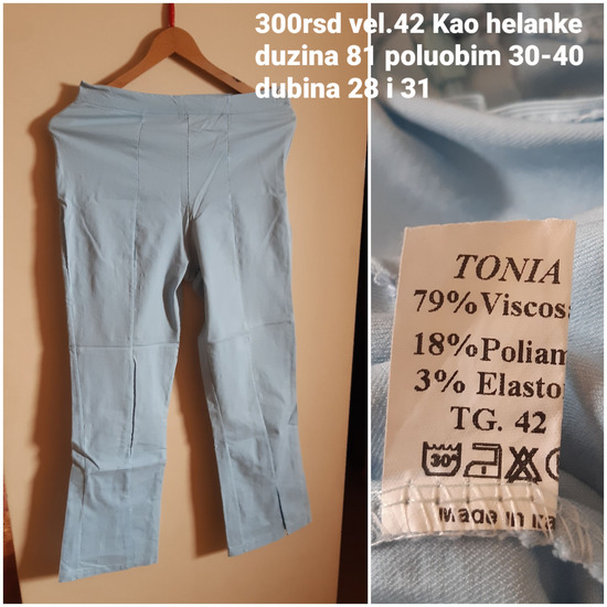 Ženske svetloplave TONIA 3/4 pantalone kao helanke