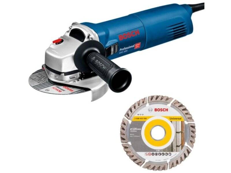 BOSCH PLAVI ALAT UGAONA BRUSILICA GWS 1400 + DIJAMANTSKA REZNA PLOČA 0615990N1V