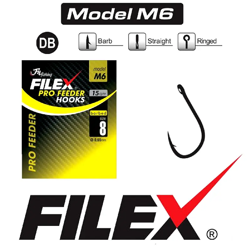 Fil Fishing FILEX PRO FEEDER HOOKS M6 – BARBED 8 (40-9457)