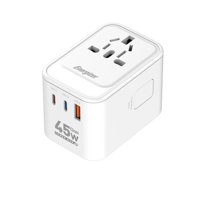 ENERGIZER Univerzalni Adapter EU/UK/US/AU, 45W Sa 2 Porta, USB-C I USB-A
