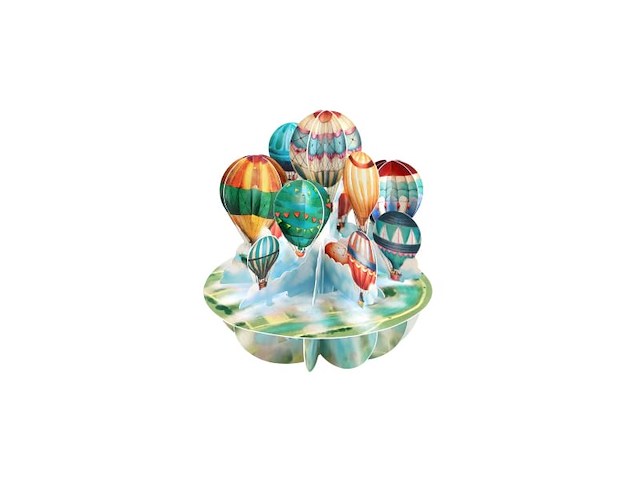 Čestitka 3D - Pirouettes, Hot Air Balloons