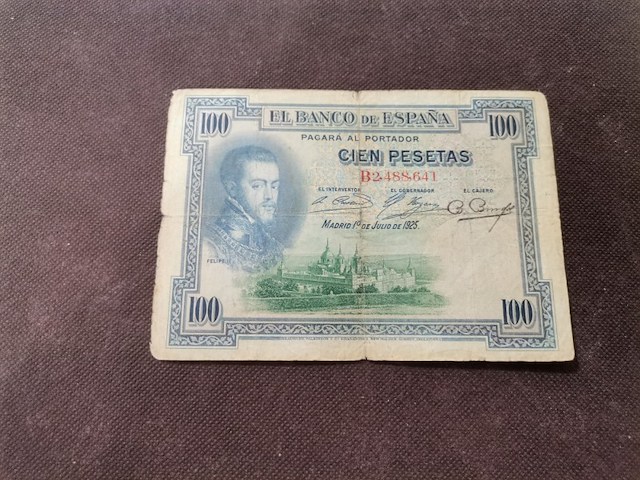 SPAIN 100 PESETAS 1925
