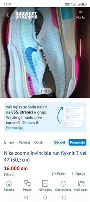 Nike zoomx invincible run fk 3 vel. 47 (30,5cm)