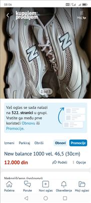 New balance 1000 vel. 46,5 (30cm)