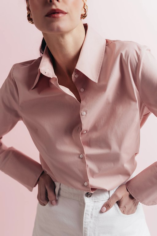 Basic poplin shirt in pale mauve
