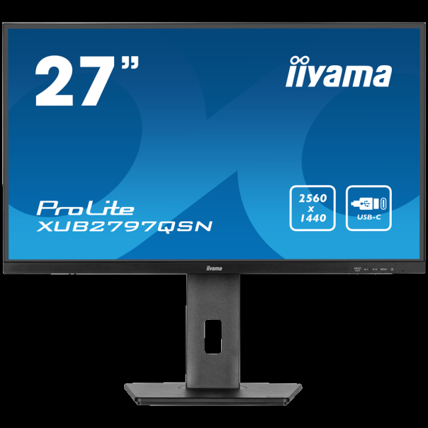 IIYAMA Monitor LED XUB2797QSN-B2 27" IPS 2560 x 1440 @100Hz 300 cd/m² 1ms HDMI DP USB-C 65W RJ45