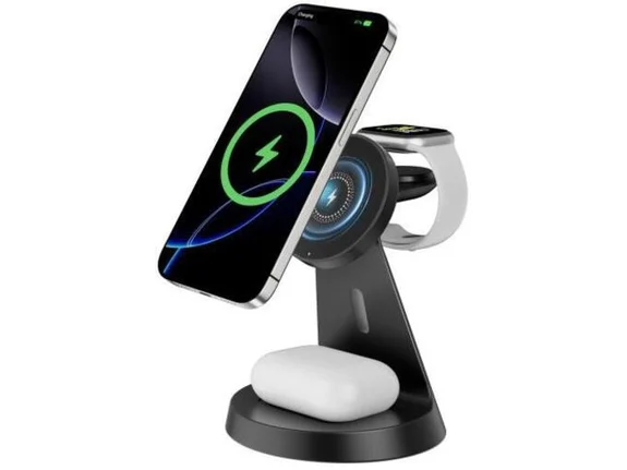 Desktop držač za mobilni telefon magnetic ZJ02 3u1 (wireless punjač za mobilni telefon, slušalice i Apple smart watch)