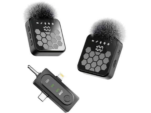 Mikrofon bluetooth Moxom MX-AX84 Type-C + lightning + 3.5mm jack crni