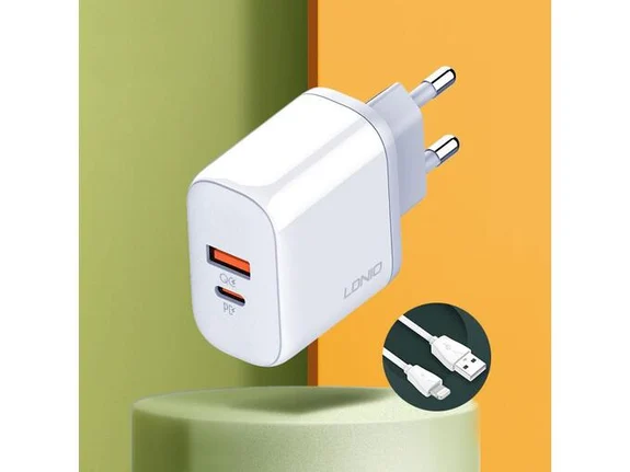 Kućni punjač LDNIO A2526C PD, QC4+, QC3.0, PPS 45W USB na Lightning