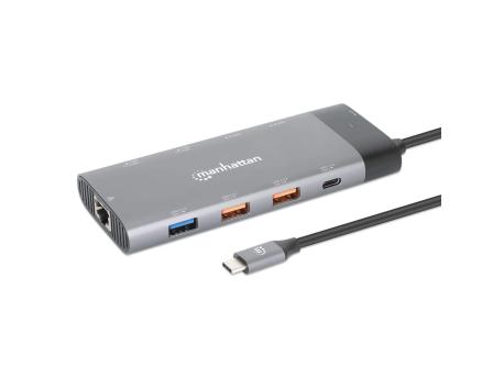 MANHATTAN Docking station 10u1 USB-C - 2xHDMI/5xUSB/LAN/PD 100W (130714)