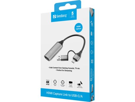 Sandberg Adapter HDMI capture na USB-C/A Sandberg 136-70