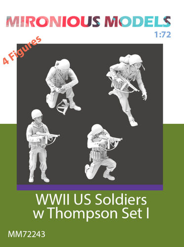 NEW! Mironious Models 72243 US WWII Soldiers with Thompson Set I (4 Figures)