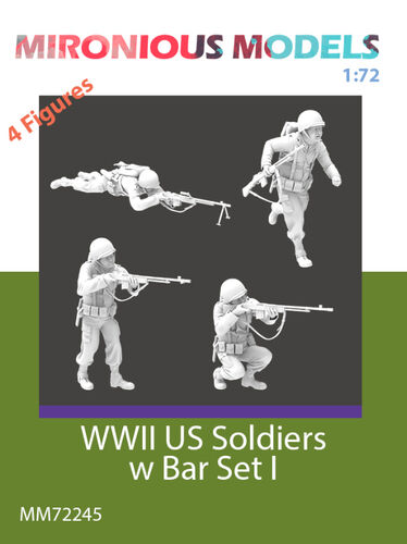 NEW! Mironious Models 72245 US WWII Soldiers with BAR Set I (4 Figures)