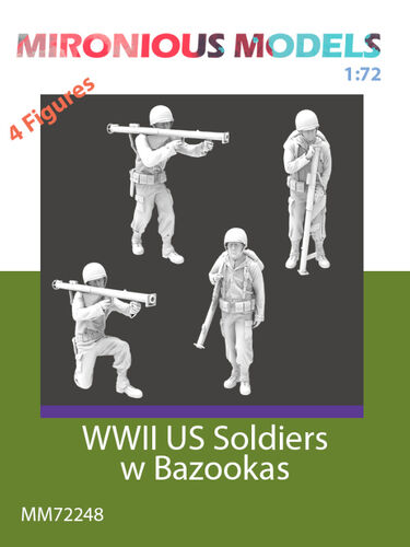 NEW! Mironious Models 72248 US WWII Soldiers with Bazookas (4 Figures)