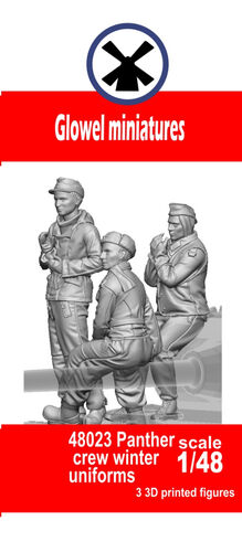 NEW! Glowel Miniatures 48023 Panther Crew Winter Uniforms (3 Figures / 3D-Printed)