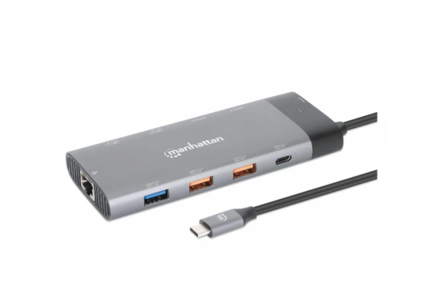 Docking station Manhattan 130714 10in1 USB-C - 2xHDMI/5xUSB/LAN/PD 100W