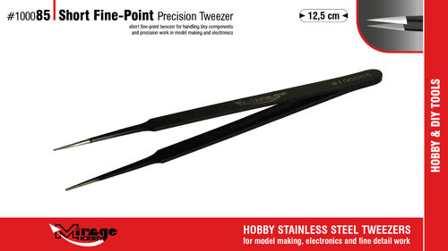 Mirage-Hobby 100085 Short Fine-Point Precision Tweezer (12,5 cm)