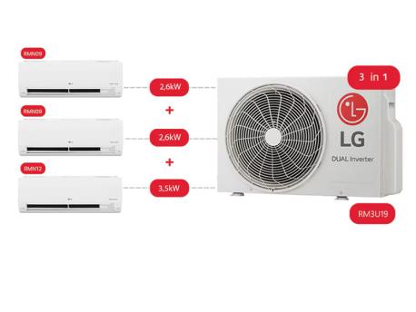 LG 3 in 1 DUALCOOL Fiksni Multi 2,6 + 2,6 + 3,5 kW Split klima uređaj