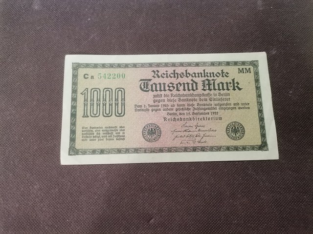 GERMANY 1000 MARK 1922 ( 50 )
