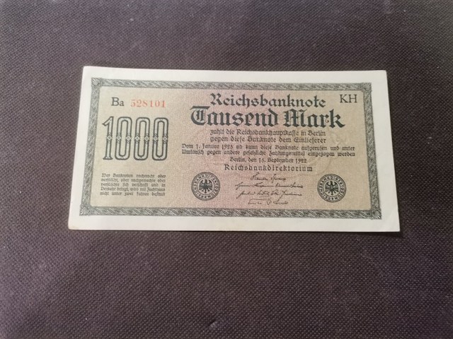 GERMANY 1000 MARK 1922 ( 46 )