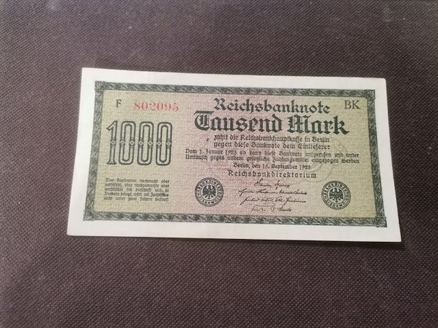 GERMANY 1000 MARK 1922 ( 44 )