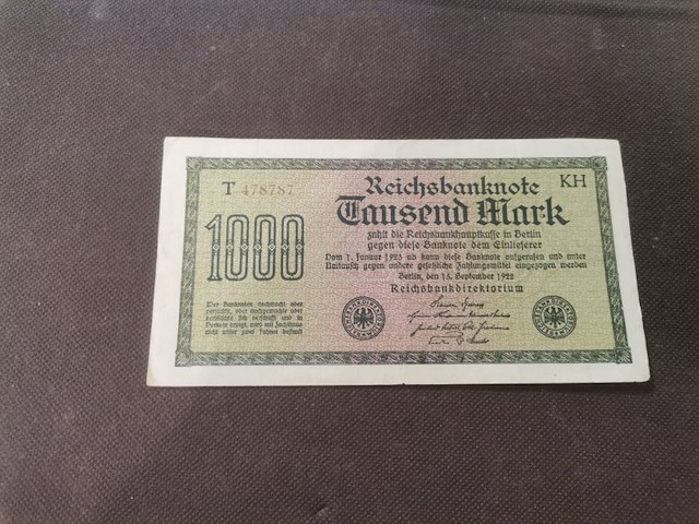 GERMANY 1000 MARK 1922 ( 41 )