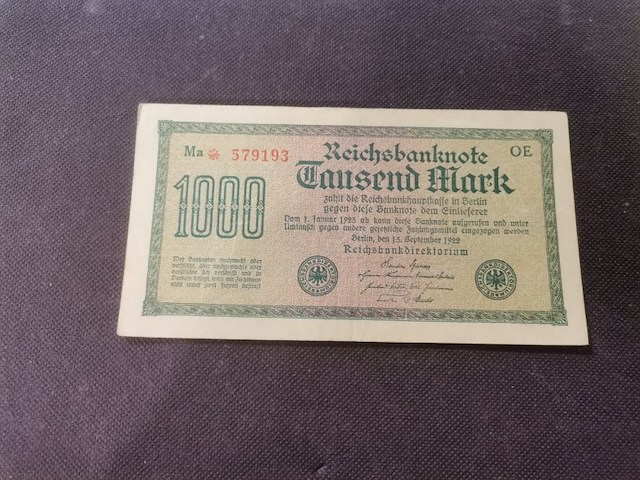 GERMANY 1000 MARK 1922 ( 40 )