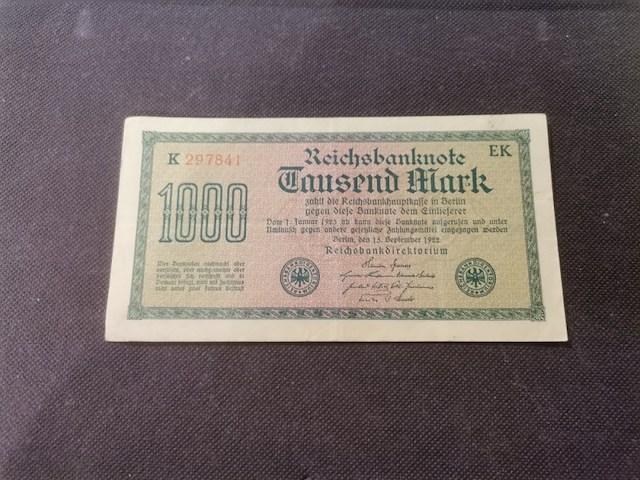GERMANY 1000 MARK 1922 ( 39 )