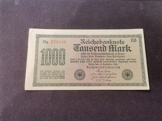 GERMANY 1000 MARK 1922 ( 37 )