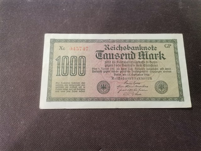 GERMANY 1000 MARK 1922 ( 29 )