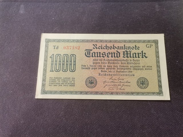 GERMANY 1000 MARK 1922 ( 27 )